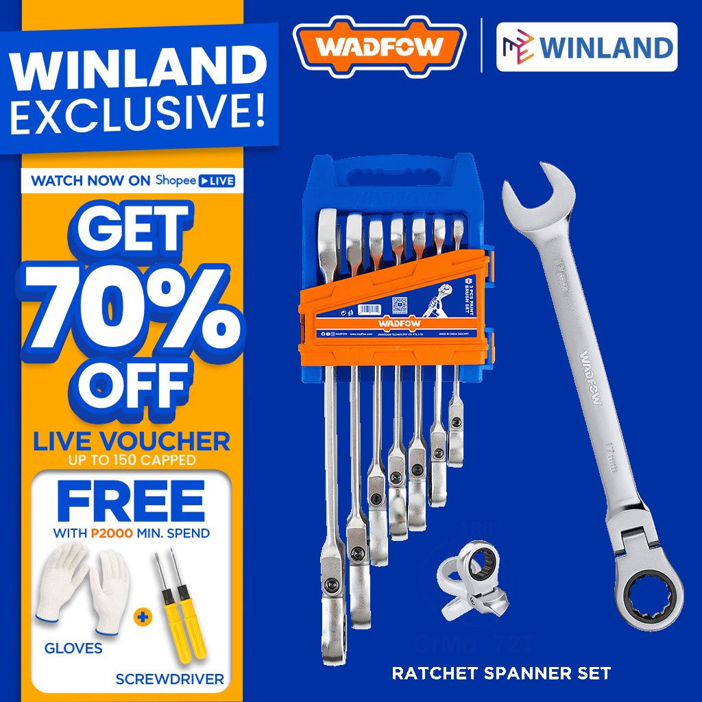 [1843]Wadfow by Winland Flexible Cr-Mo + CR-V Ratchet Spanner Set 7Pcs WSP5207 WAD-HT | Shopee ...