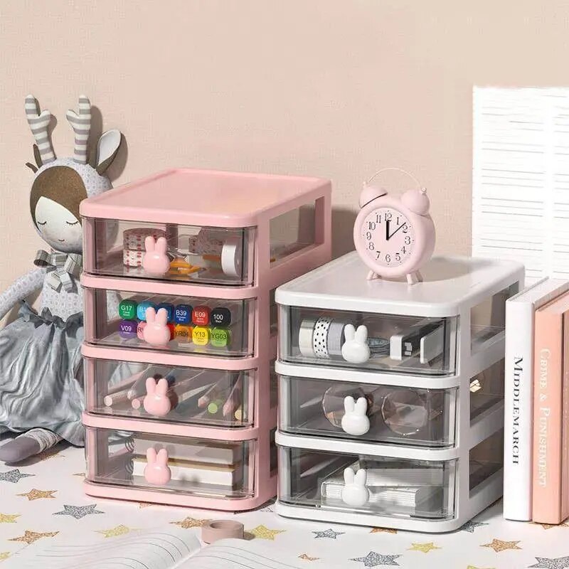 Rabbit Kawaii Desktop Organizer Drawer Pink/White Washi/Paper/Pencil ...