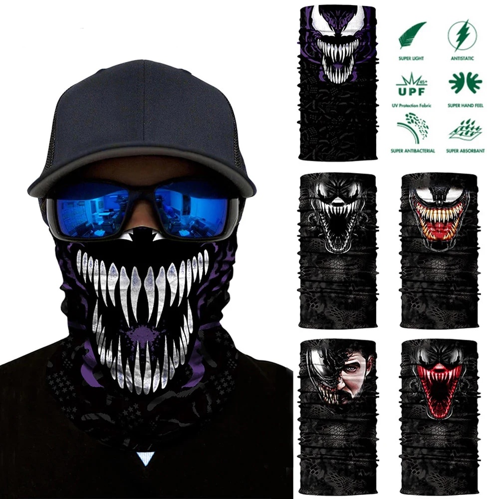 3D Venom Bandana Ski Mask Army Neck Gaiter Half Mask Face Cover Tube ...