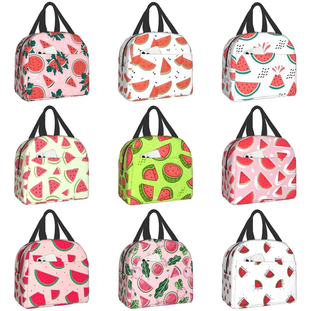 ☑Cute Watermelon Lunch Bag Travel Work Picnic Bento Box Cooler Reusable ...