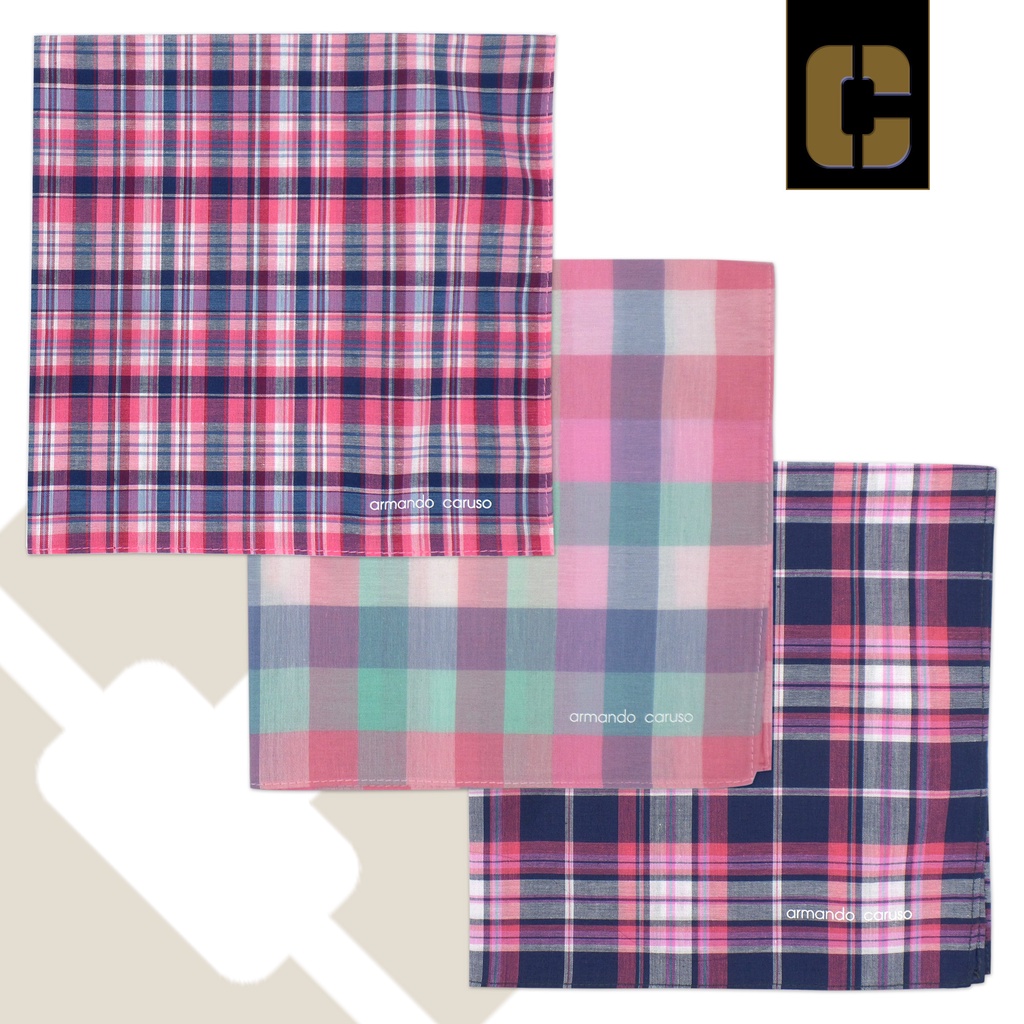 Caruso Checkered Pattern Handkerchief 17"x17" - set of 3 pcs | Shopee ...