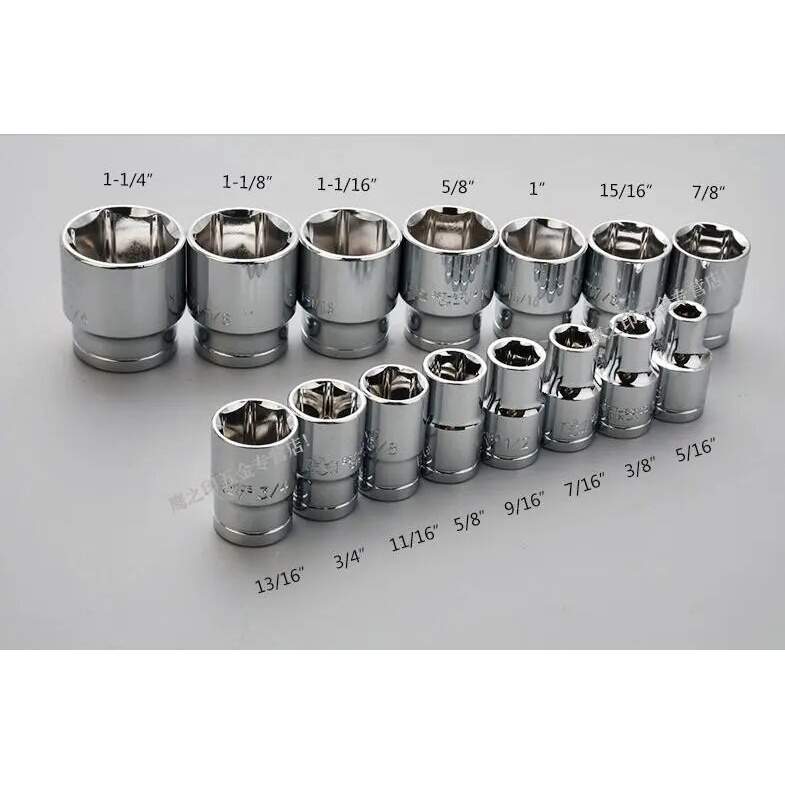 BESTIR TOOL 12.5mm 1/2\" dr. 6pt sae/inches socket wrenches crv steel 5 ...