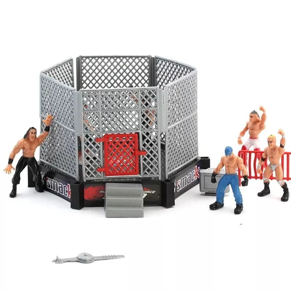 -Arena Cage Wrestling Toys Wrestler Athlete Assembled Gladiator Model ...