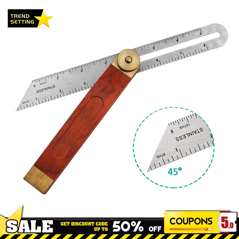 Woodworking Movable Angle Ruler Tri Square Sliding T-Bevel Level ...