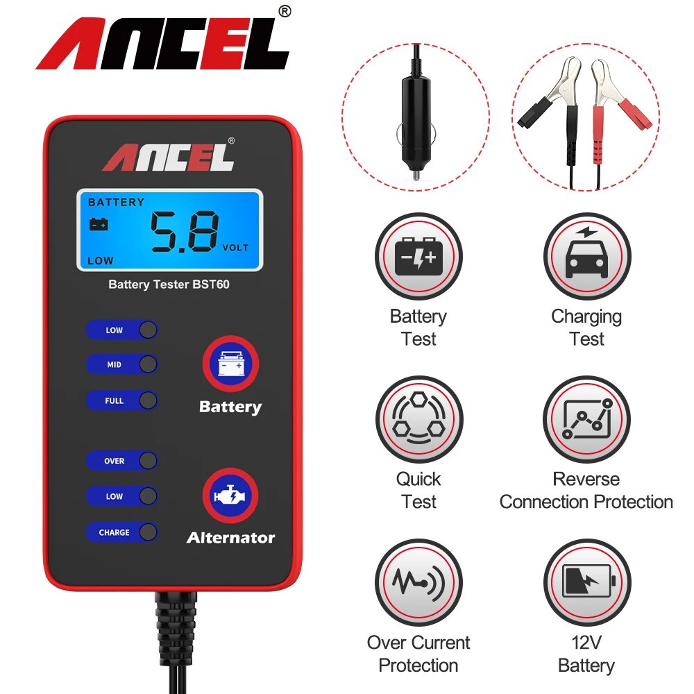 ANCEL BST60 12V Digital Car Battery Tester Battery Condition Tester ...