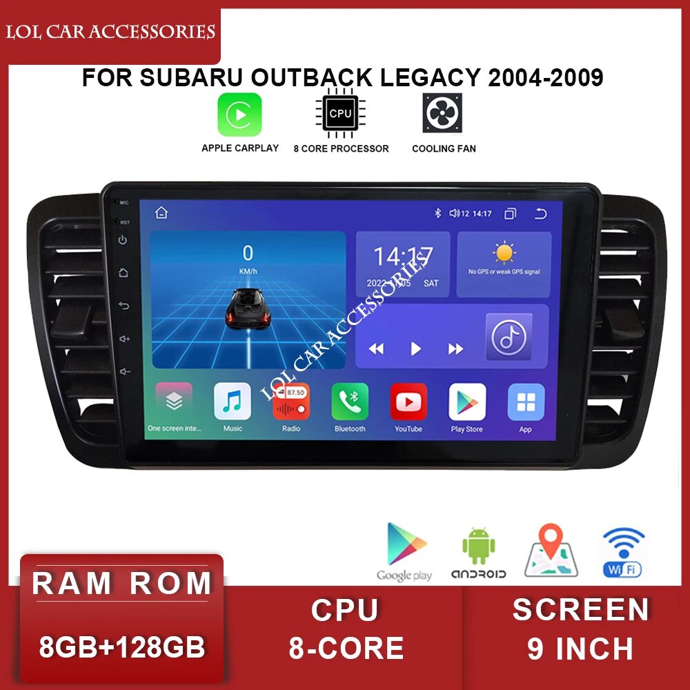 ☫9 Inch For Subaru Outback Legacy 2004-2009 QLED Car Radio Stereo 8Core ...
