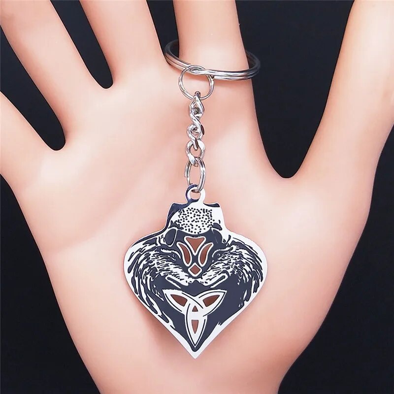 유Viking Double Wolf Trinity Knot Stainless Steel Key Chains Men ...