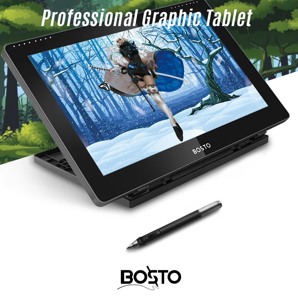 BOSTO 16HD 15.6-inch IPS Graphics Drawing Tablet Display Monitor 1920*1080 High Resolution 8192 ...