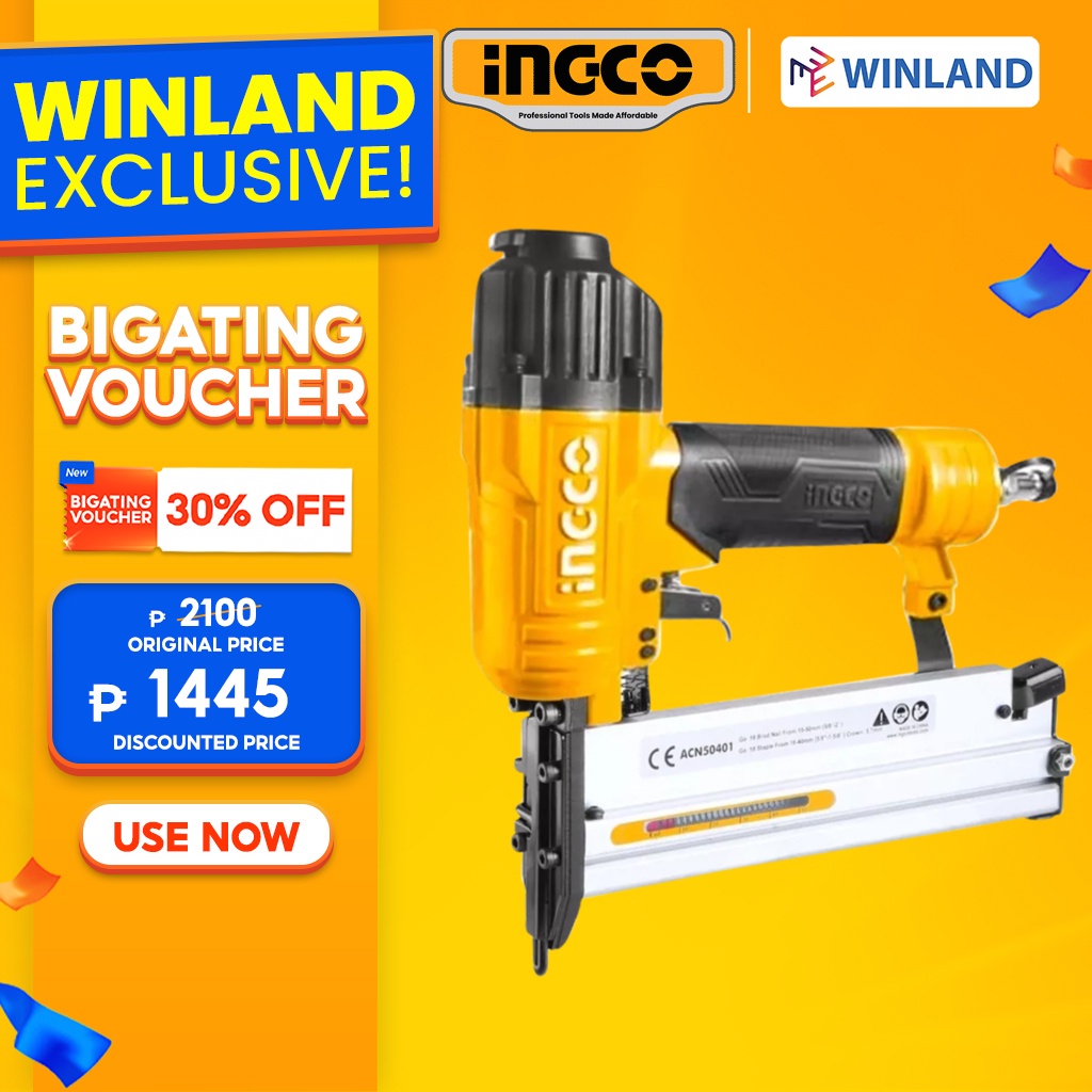 [3112]INGCO 2 in 1 Combo Air Brad Nailer Gun with 1200pcs Accessories ...