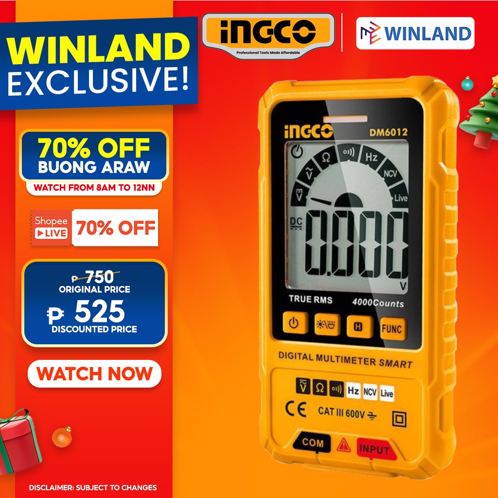 Ingco by Winland Smart Digital Multimeter Tester DM6012 ING-PT | Shopee ...