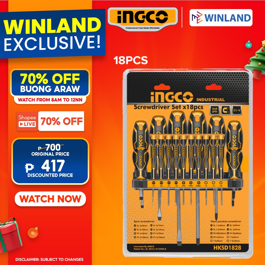 [6431]INGCO by Winland Screwdriver SET 18PCS Screw Driver Phillips and ...