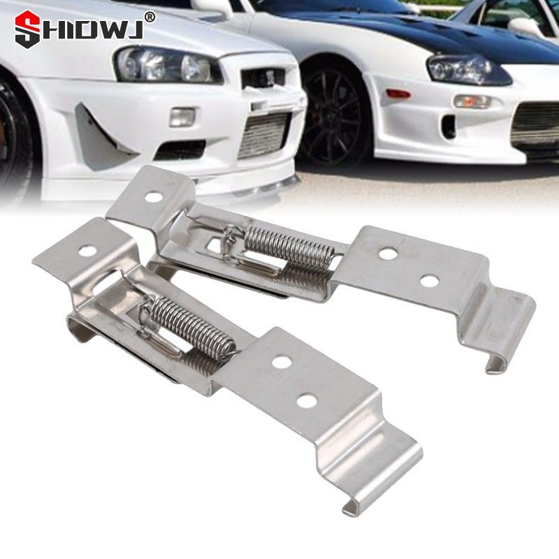 ☼2 PCS Rectangular Car License Plate Spring Loaded Stainless Steel ...