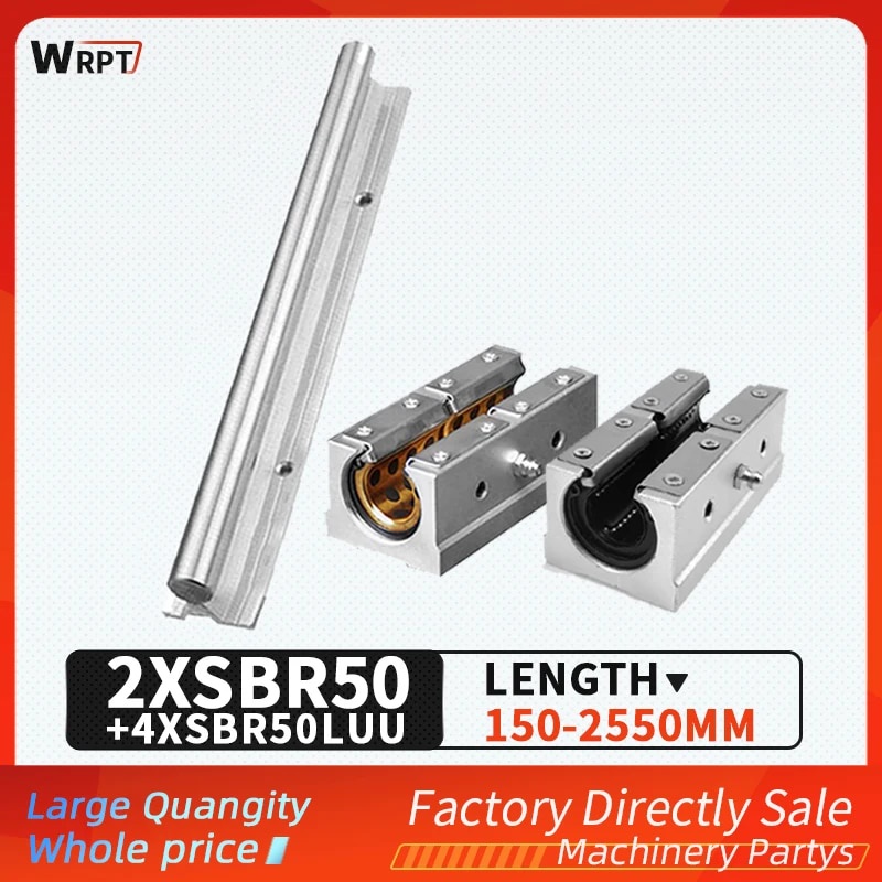 2PCS SBR50-L guide rail bracket cylindrical linear sliding bearing ...