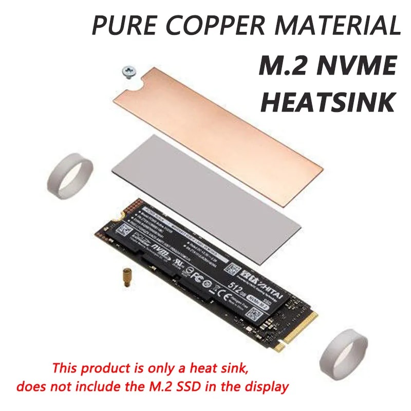 M.2 SSD Heat Sink NVME NGFF M.2 2280 Solid State Hard Disk Pure copper ...