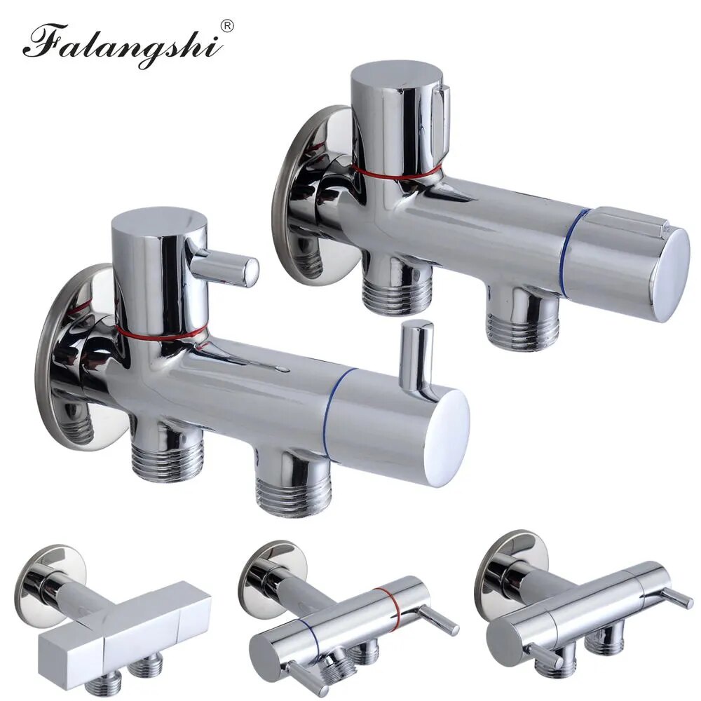 G1/2 Inch Bathroom Accessory Double Outlet Faucet Valve Double Control ...