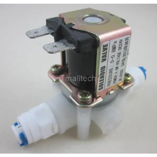 24V 1/4" Waster Drain Flush Water Solenoid Valve w Quick connect for RO Reverse Osmosis Water ...