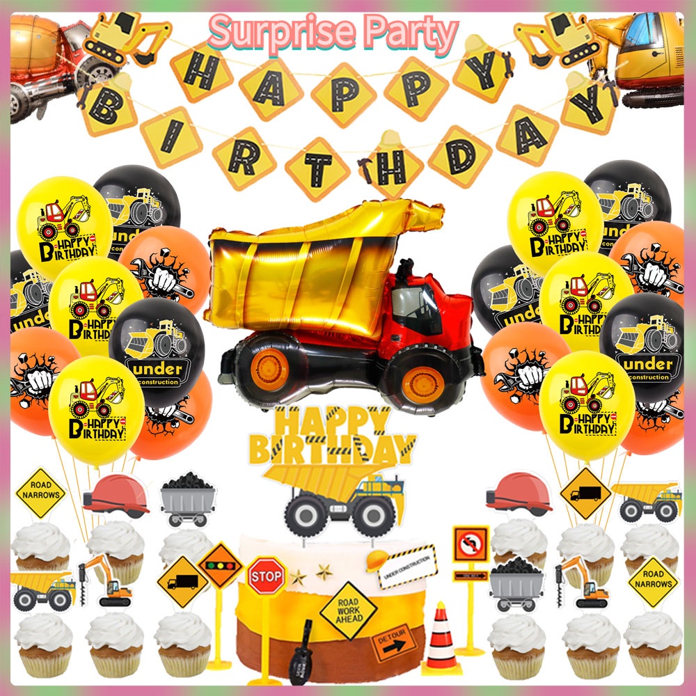 Excavator Themed Party Supplies Boys Favorite Birthday Banner Excavator ...