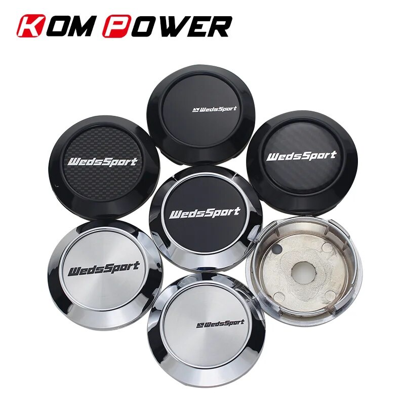 4pcs car racing 64mm wheel center hub caps WedsSport logo sticker 60mm ...