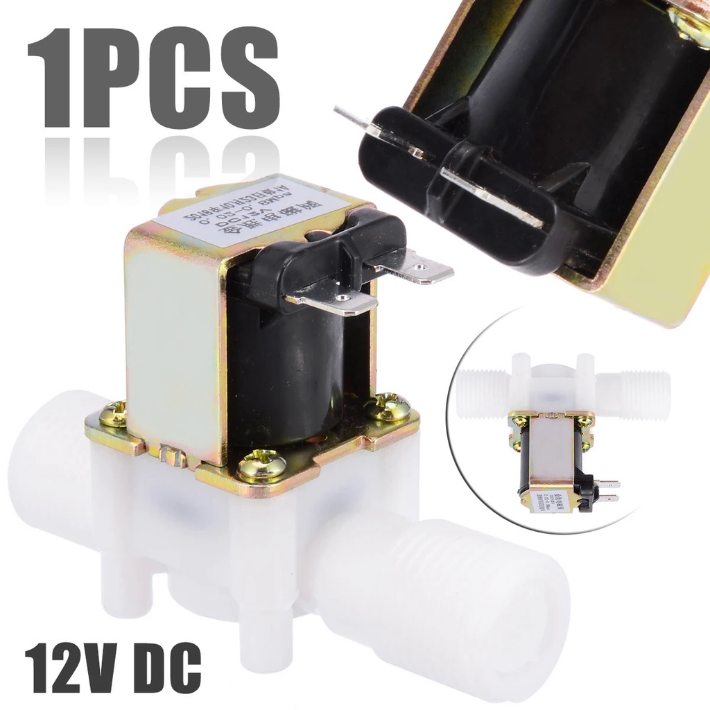 1/2" Electric Solenoid Valve N/C 12V DC Solenoid Valve Closed Water Inlet Flow Pressure Switch ...