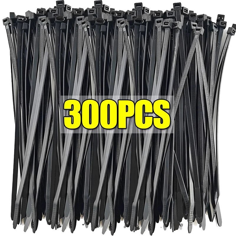 Adjustable Nylon Cable Ties Plastic Self-locking Cord Ties Straps Fastening Loop Ring Reusable ...