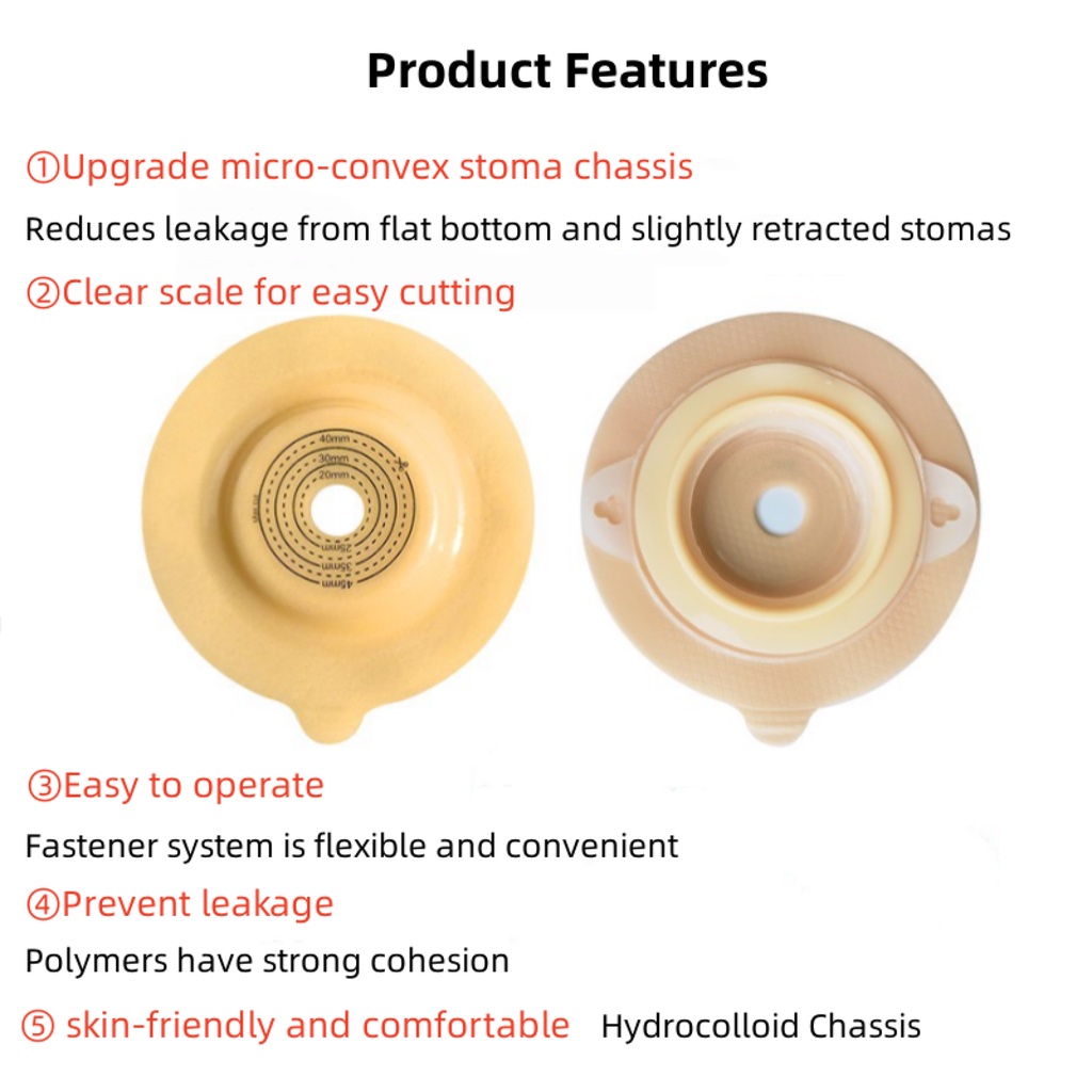 Two-Piece Colostomy Bag Convex Base Plate for Ostomy Ostomy Site 45mm ...