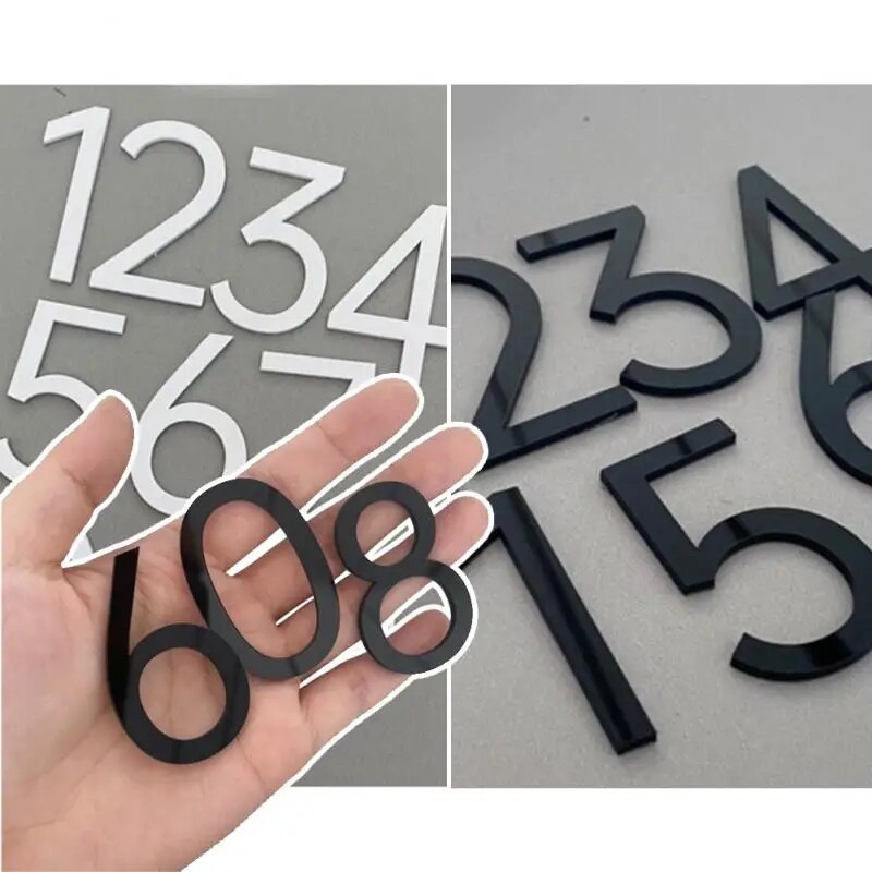 Self Adhesive 3D Number Stickers 0-9 Number Sticker Metal Building ...