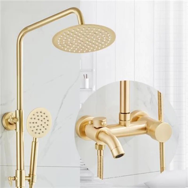 Luxury Brushed Gold Shower Set Thermostatic Control Four Pressure ...