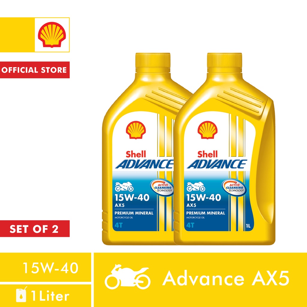 Shell Advance 4T AX5 15W40 Motorcycle Engine Oil 1 Liter Set of 2 ...