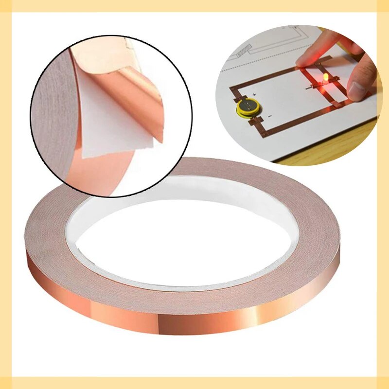 ☾Double Side Conductive Copper Foil Tape Strip Adhesive EMI Shielding ...