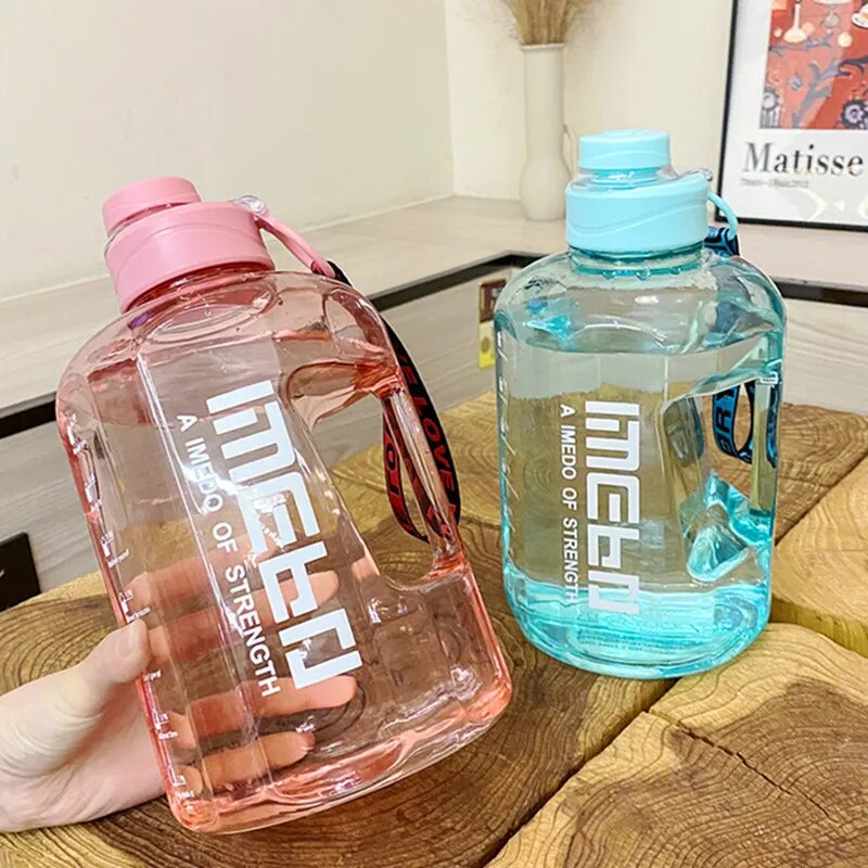 2200ML Big Capacity 2L Gallon Water Bottle Sports Gym Water Kettle with Scale Marker Leakproof ...