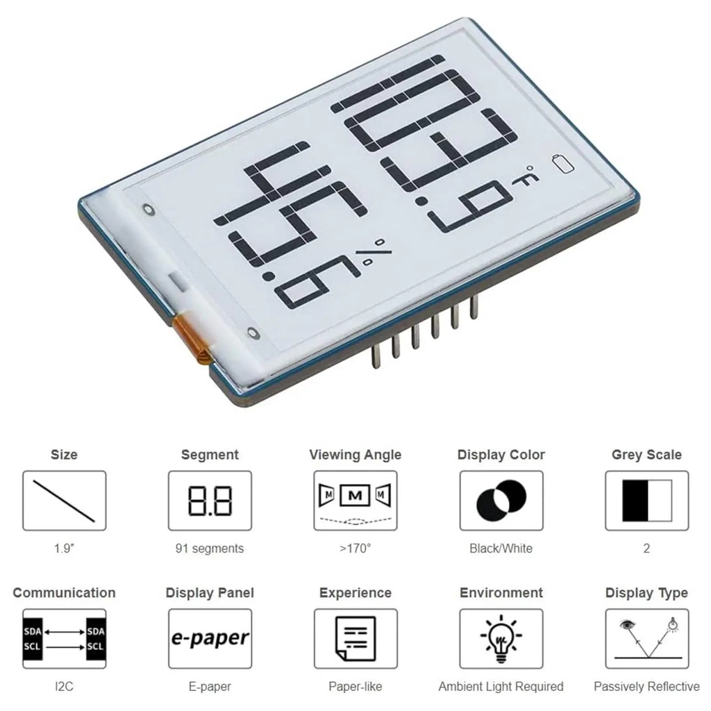 40s 19inch Ink Screen Segment E Paper E Ink Display Module Spi Screen For Arduino Stm32 R