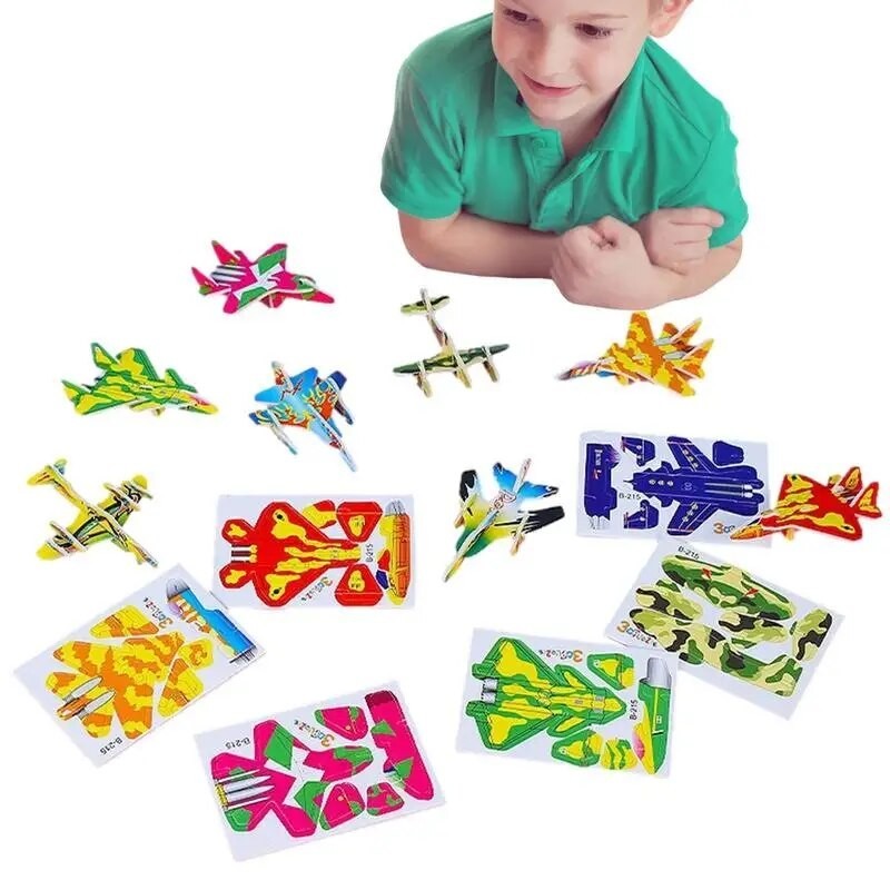Airplane 3D Puzzles For Kids Foam Assemble Toy 10pcs Puzzle Plane Tank ...
