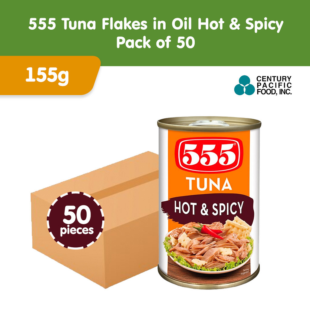 555 Tuna Flakes in Oil Hot & Spicy 155g Pack of 50 | Shopee Philippines