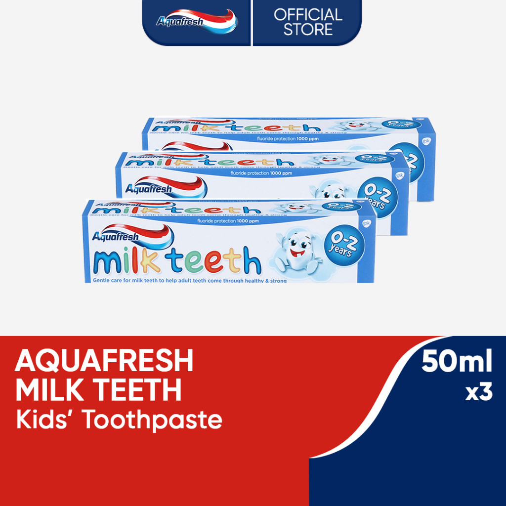 Aquafresh Milk Teeth Kids' Toothpaste 0-2 Years Old 50ml (Pack of 3 ...