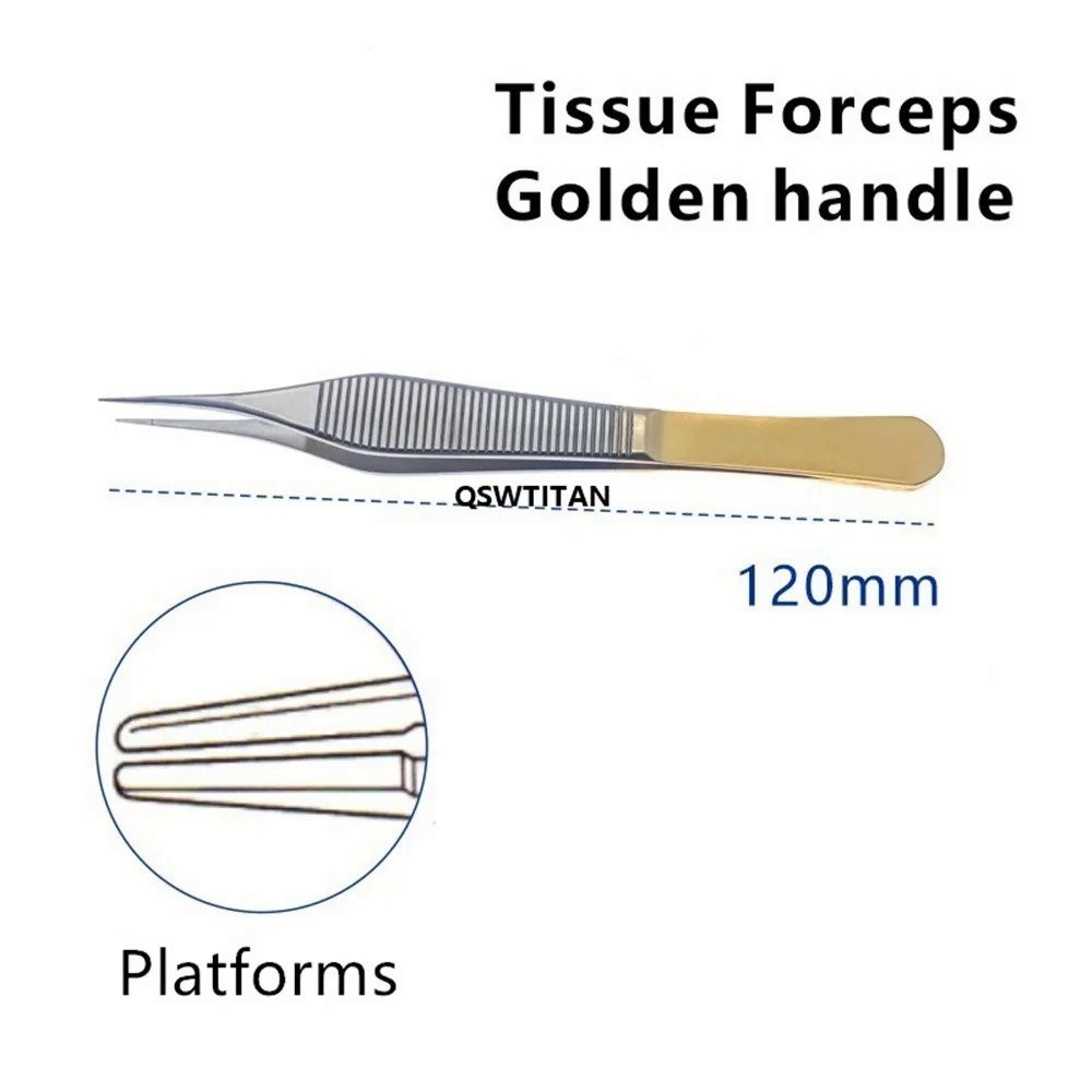 Newly launched Tissue Forceps with Golden Handle Stainless steel Teeth ...