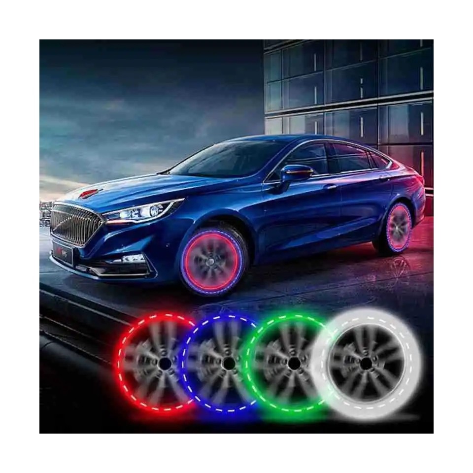 Rgb Glowing Motion Activated Solar Powered Tire Valve Cap Led Wheel ...