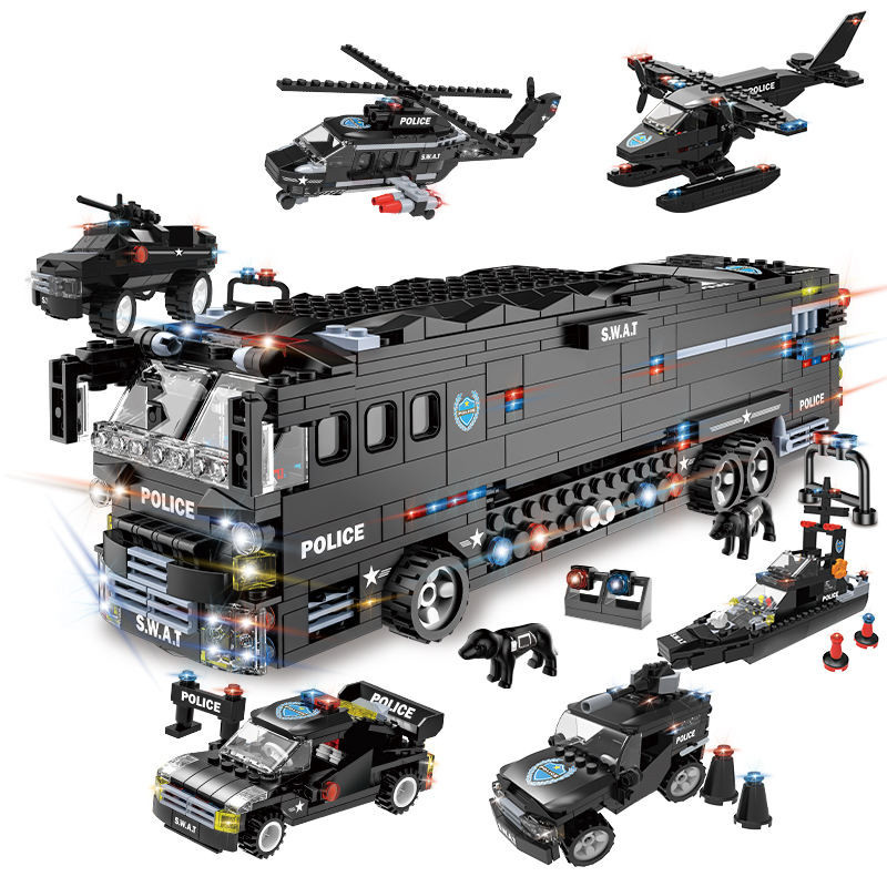 Student Bricks SWAT Mobile combat bus police car army model building ...