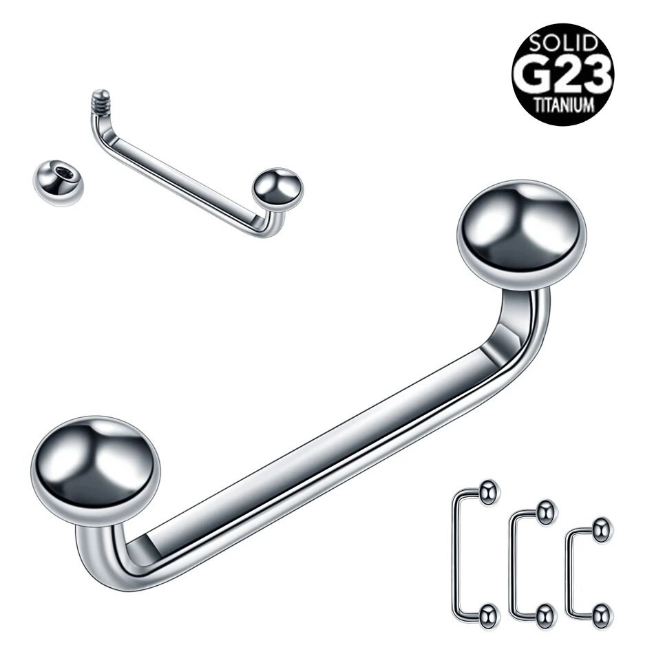 1PC G23 Titanium Surface Barbell Piercings Micro Dermal Anchors Industrial Barbell Earrings ...