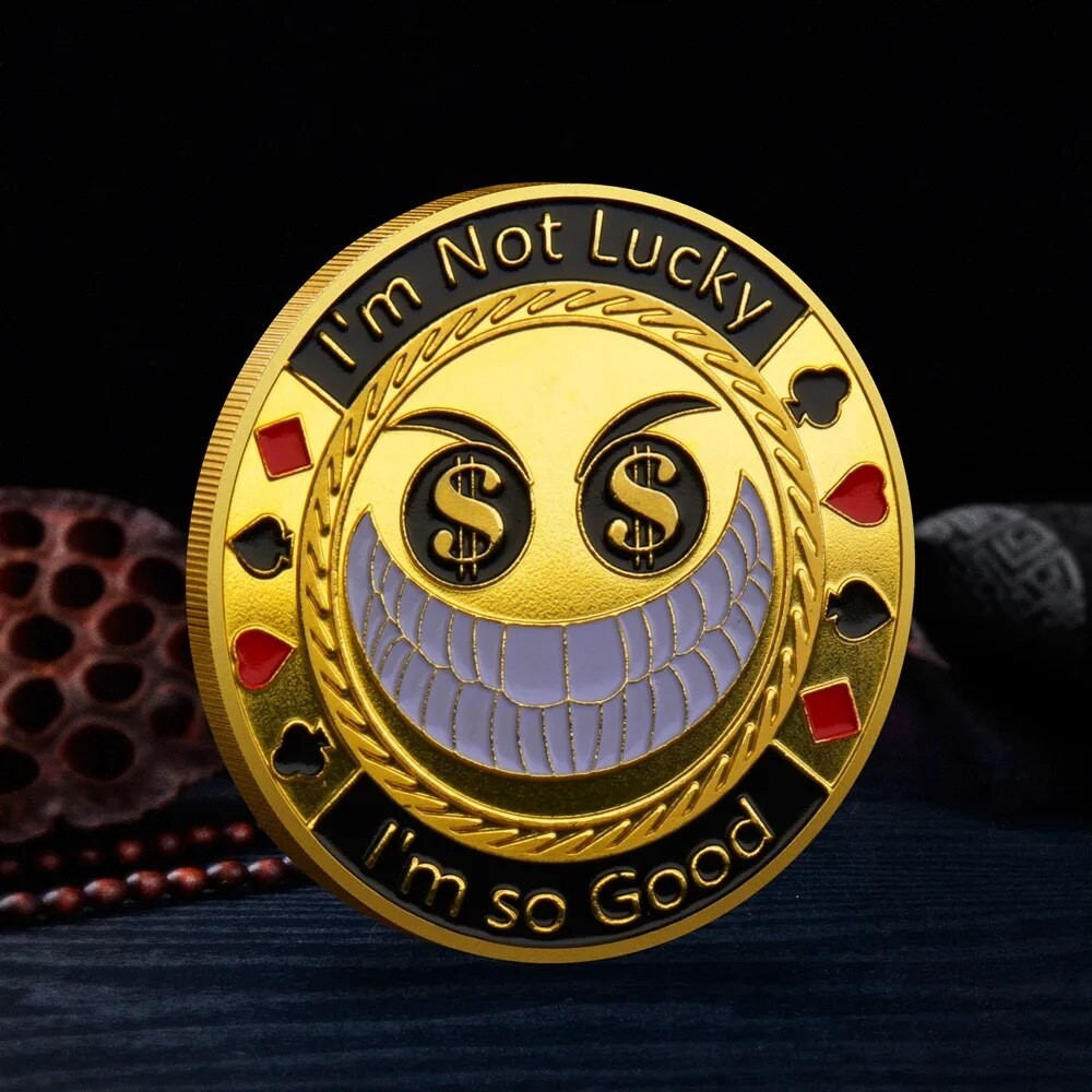 Poker Card-Guard Chip Gold Coin Lucky Commemorative Metal Smiling Face ...