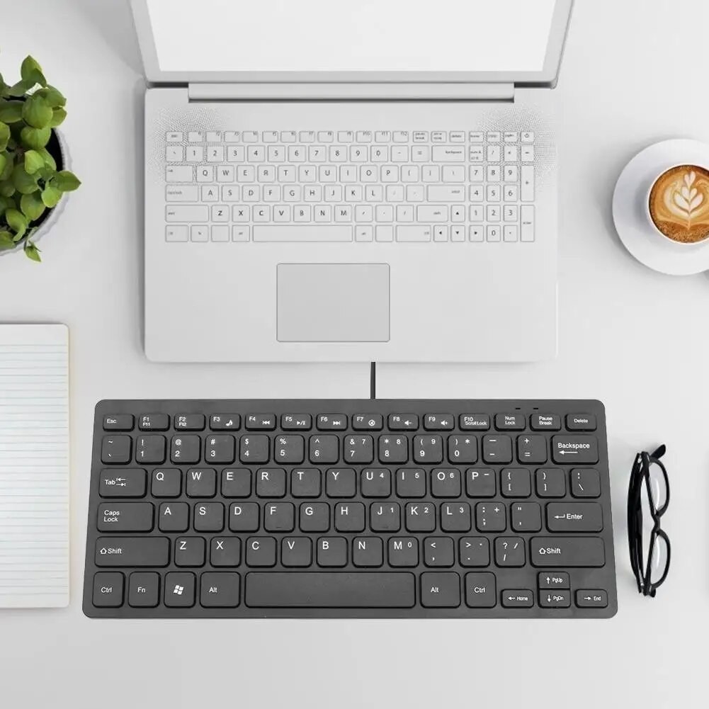 K1000 10 inch Ultra Thin 78 Keys Wired Keyboard Mini USB Slim PC ...