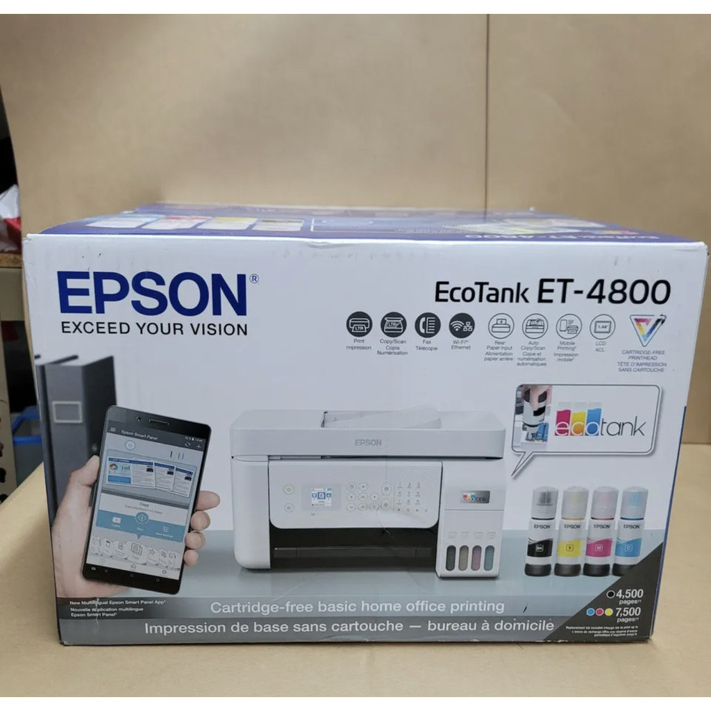 Epson EcoTank ET-4800 Wireless Color All-in-One Supertank Printer NEW ...