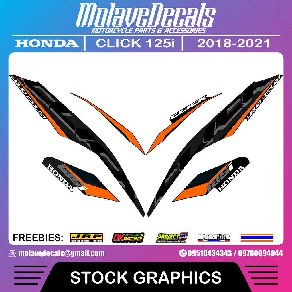 Honda Click v2 Stock Graphics Standard Orange | Shopee Philippines