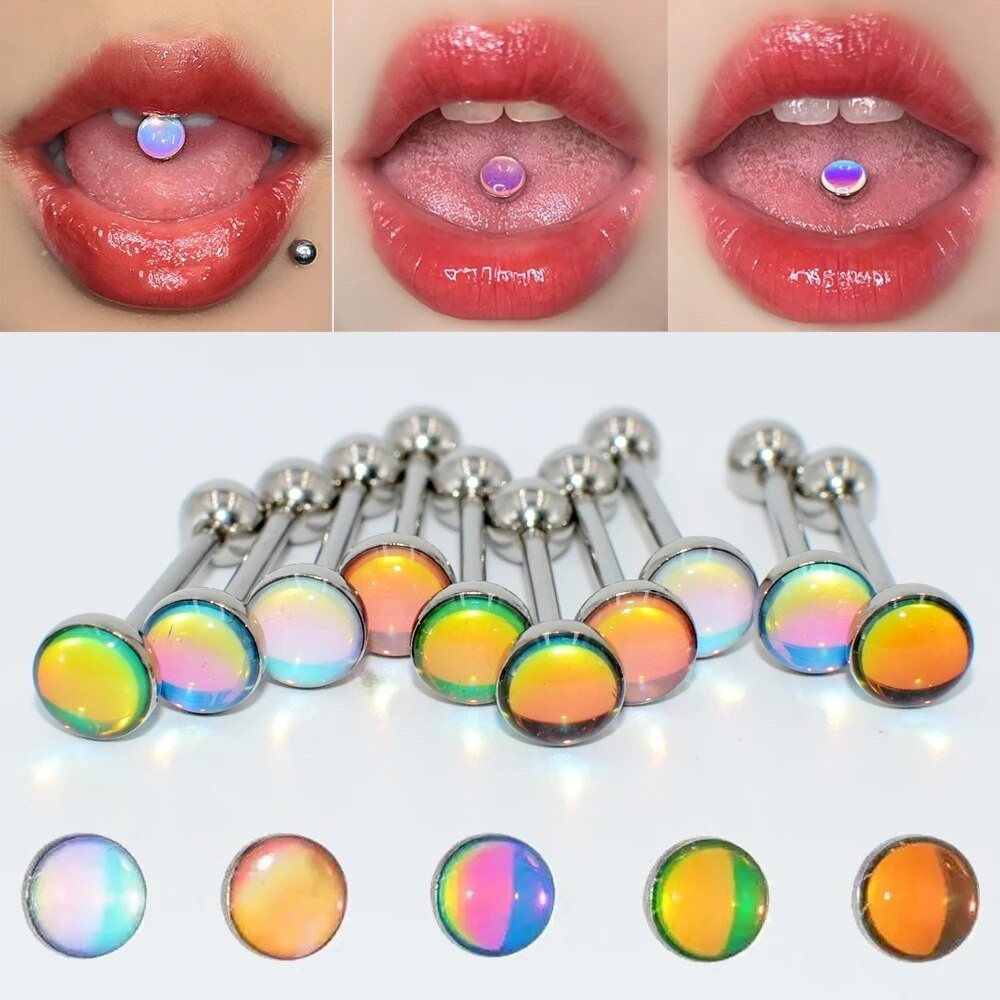 1PC Surgical Steel Tongue Barbell Ring Tongue Piercing Tongue Rings ...