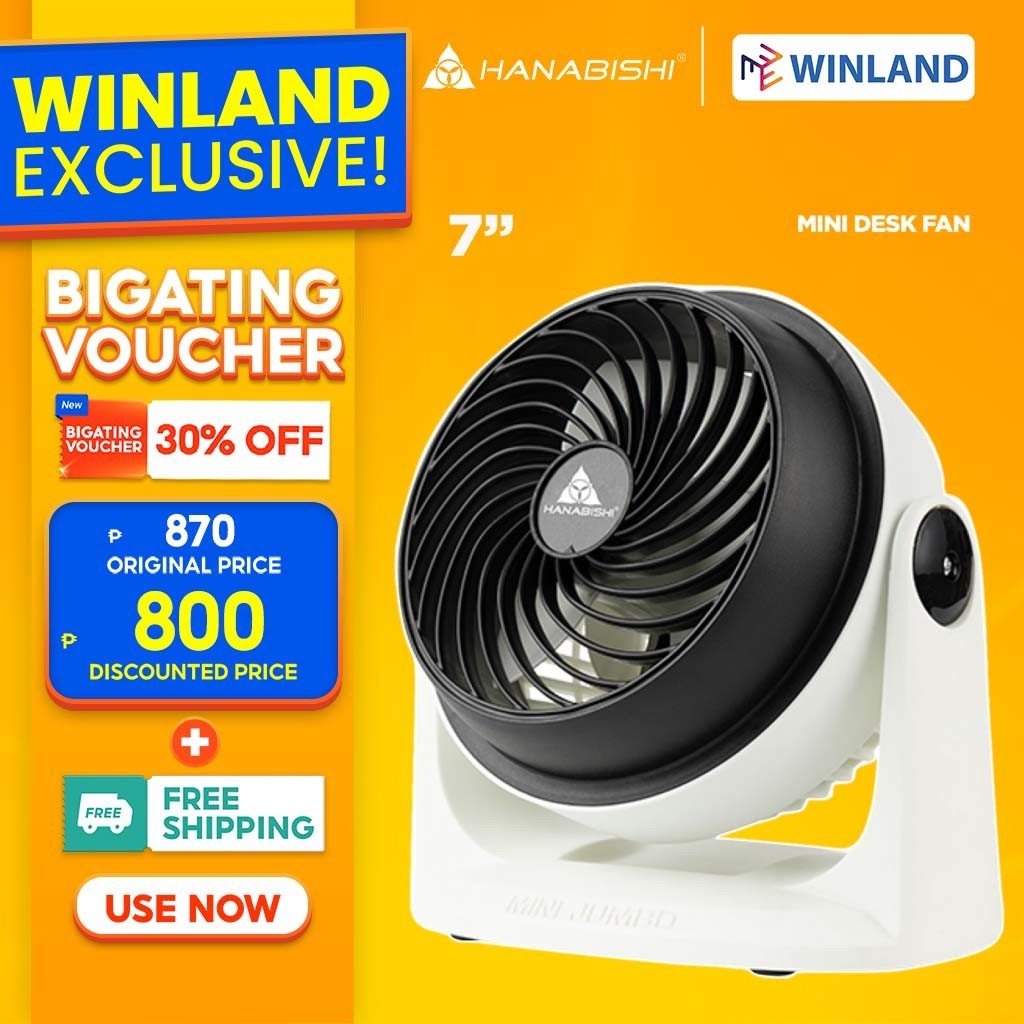 Hanabishi by Winland Mini Jumbo Desk Floor Fan High Velocity Cool ...