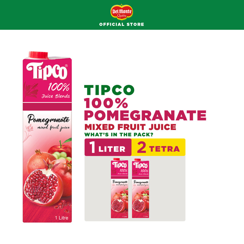 TIPCO 100% Pomegranate Mixed Fruit Juice with Vitamin A,C,E - 1L Tetra x2 | Shopee Philippines