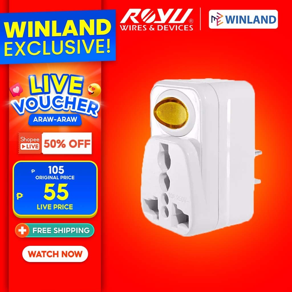 Royu by Winland 10A 250v Universal Adapter/Adaptor with Switch & 2-USB ...