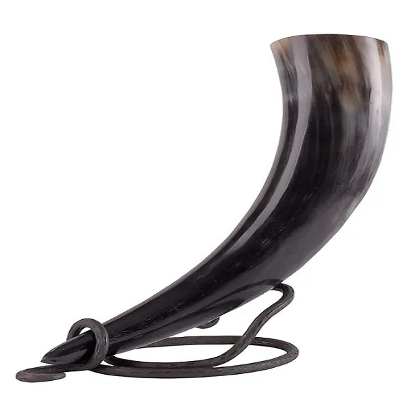 Handcrafted Viking Black Horn Mug Unique Norse Design Medieval Style ...
