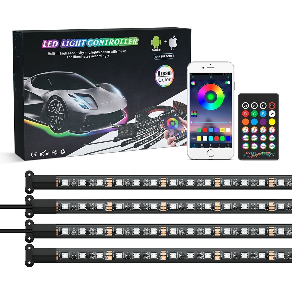 MICTUNING 12V APP Control Car led Lights Ambient Underglow Lights ...