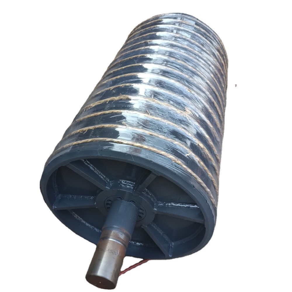 Rubber lagging idler pulley flat belt drive pulley for mining belt ...