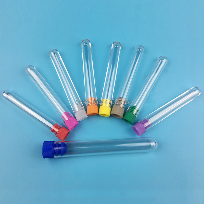 ♛12x75mm 100pcs/lot Plastic test tube with color cap PS material ...